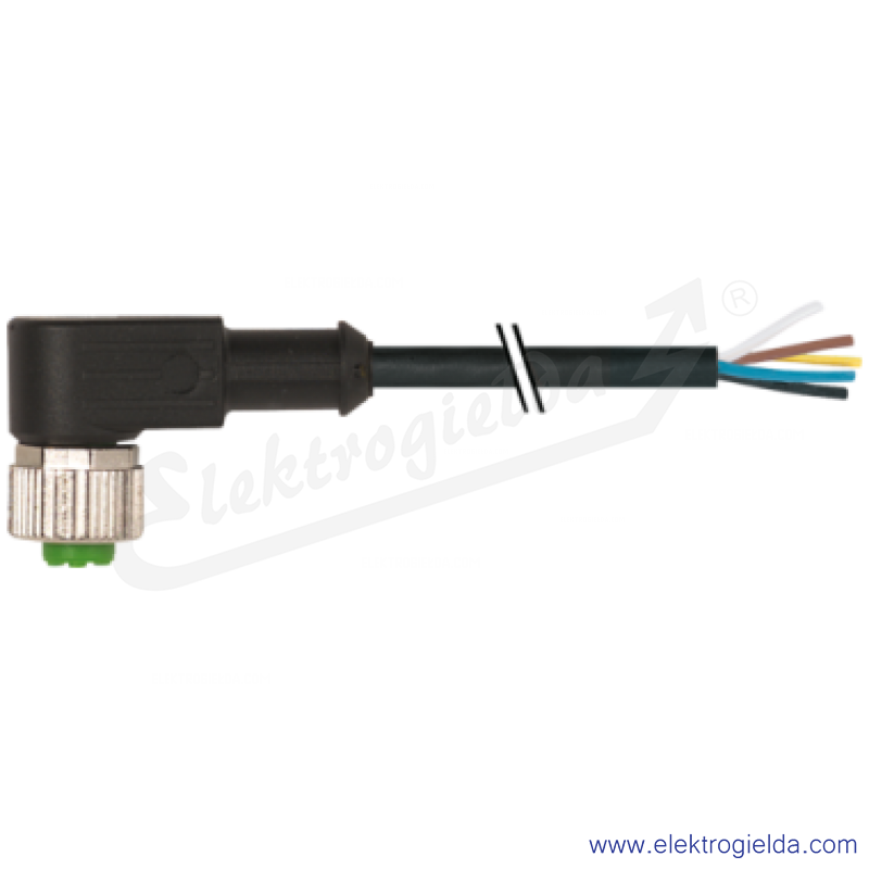 Kabel z gniazdem M12, kątowy, 10m, 5P, PUR/PVC-JB, z wolnym końcem ...