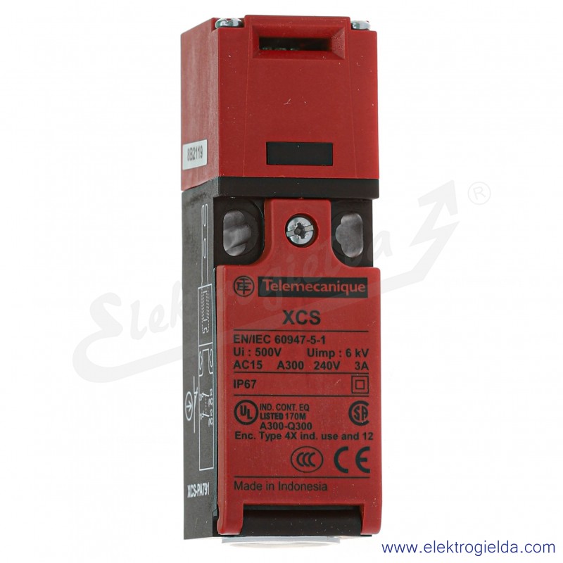 Wyłącznik krańcowy XCSPA791 bezpieczeństwa, 2NC, bez blokady, IP67