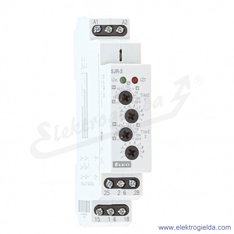 Przekaźnik czasowy SJR-2 UNI, 2 stopniowy, 12..240VAC/DC, 2x SPDT, 16A, 0.1s..10dni