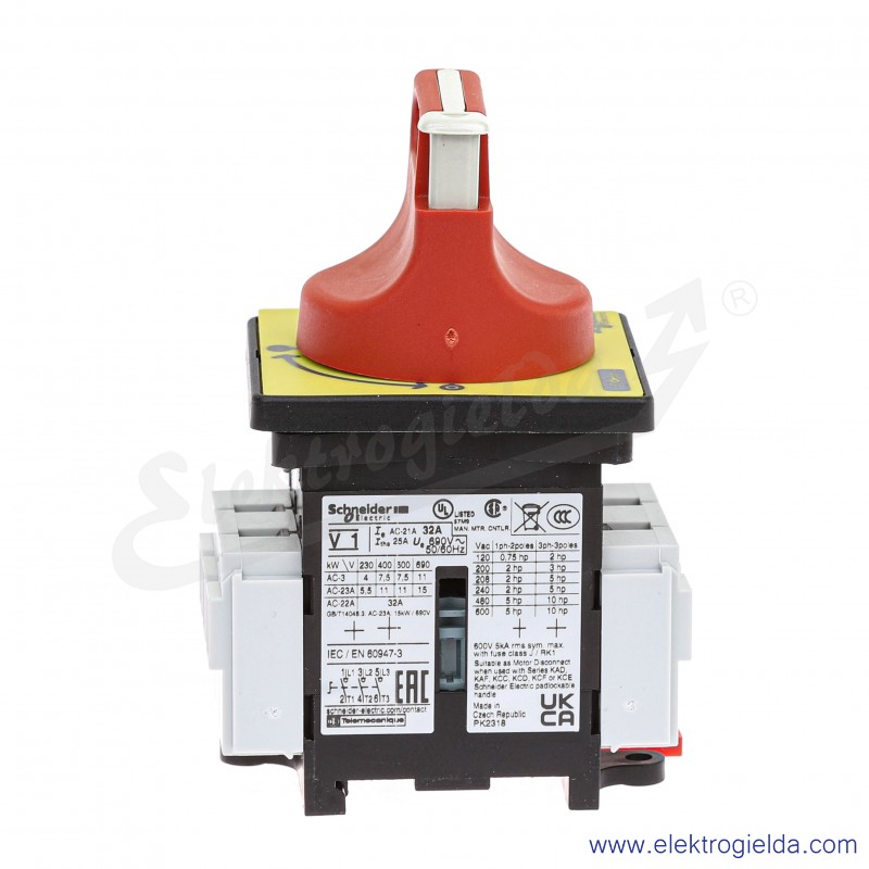 Rozłącznik główny VCF1 bezpieczeństwa 32A, 11kW, montaż na drzwiach
