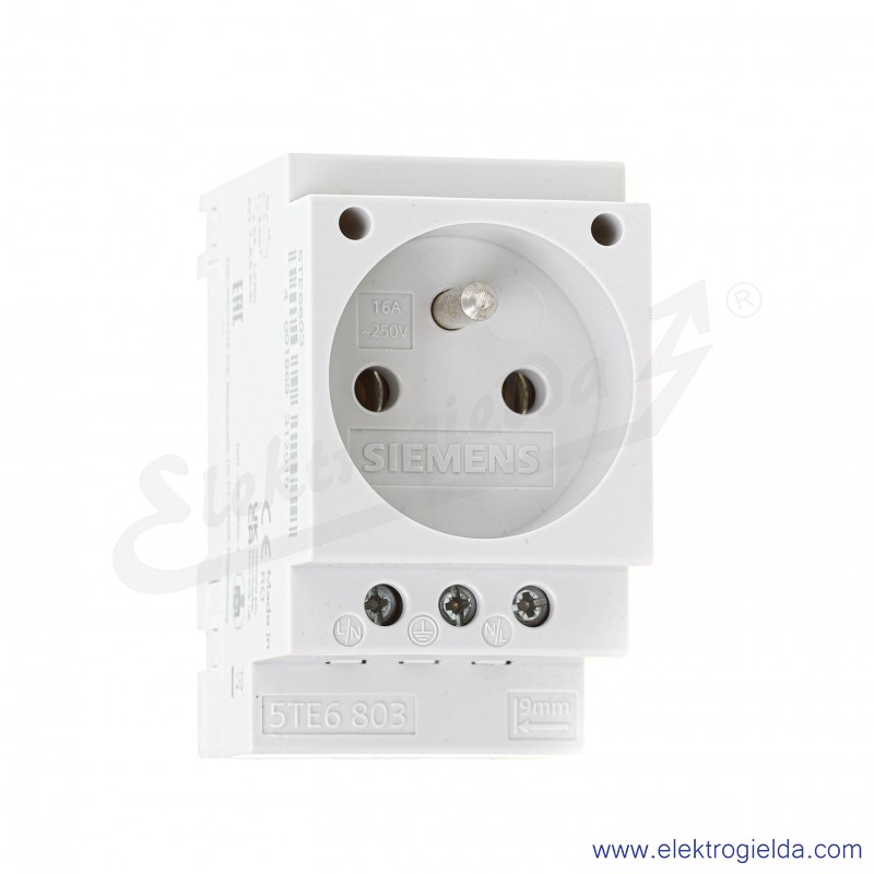 Gniazdko modułowe 5TE6803 SCHUKO, 16A, z bolcem, wykonanie CEE 7, do ...