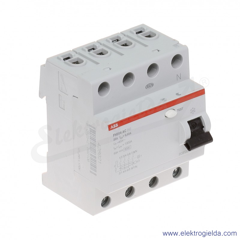 Wyłącznik różnicowoprądowy FH204 AC-25/0,03 4P 25A 0,03A typ AC